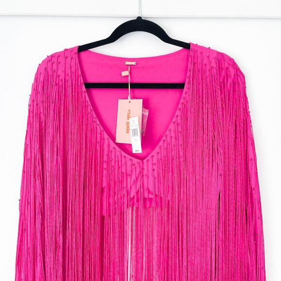cult gaia | Tops | Cult Gaia Lorena Top In Anemone Fringe Pink Crop ...